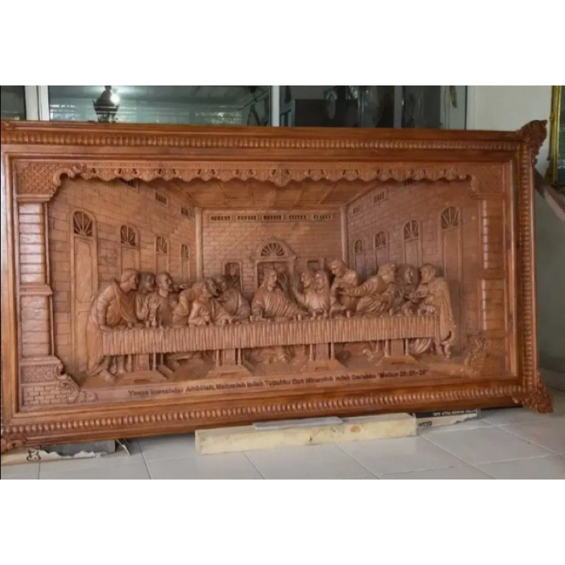 Jual Hiasan Dinding Karya Seni Ukir Relief 3D Motif Perjamuan Suci ...