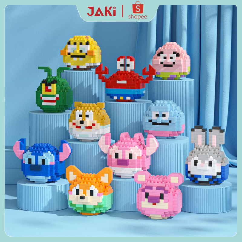 Jual JAKI Mainan Balok Susun Mini Blok Model Karakter Kartun Bulat Lucu ...