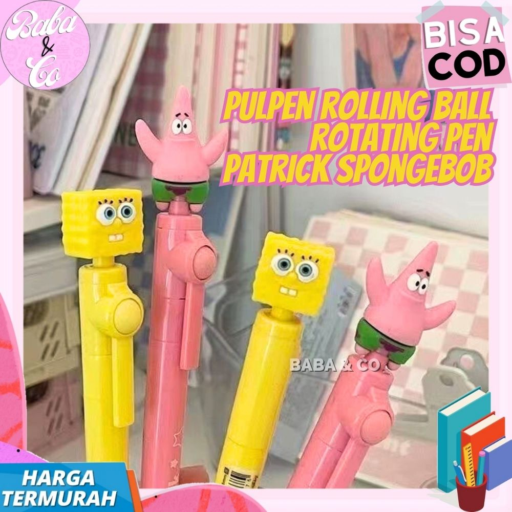 Jual PULPEN LUCU PEN ROLLING BALL PATRICK SPONGEBOB ROTATING PEN ...