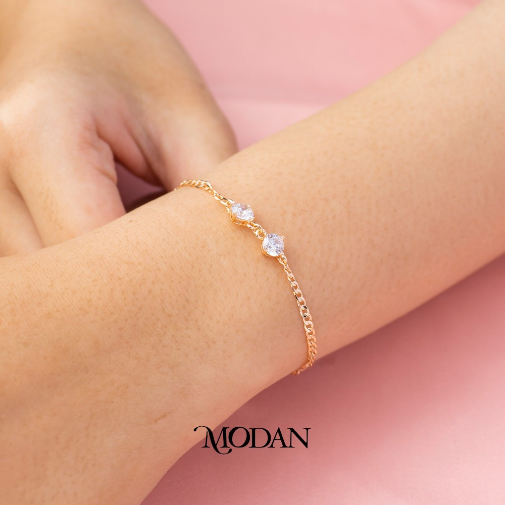 Jual Modan - Dainty Rose Gold Round/Leaf/Ribbon Bow Bracelet Gelang ...