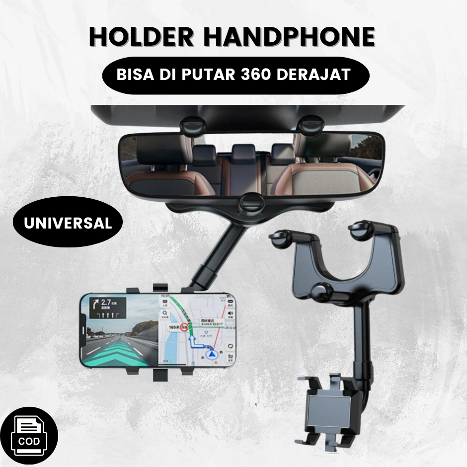 Jual Holder HP Mobil Jepit Spion Fleksible 360 Derajat Untuk GPS dan ...