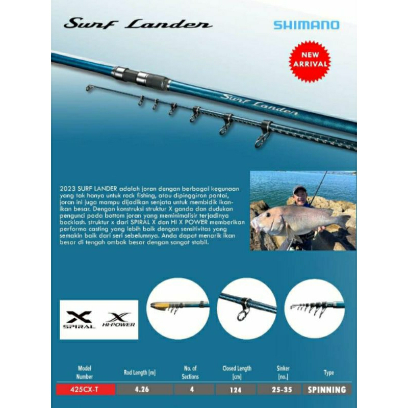 Jual Joran pancing SHIMANO SURF LANDER TH 2023 garansi resmi | Shopee Indonesia