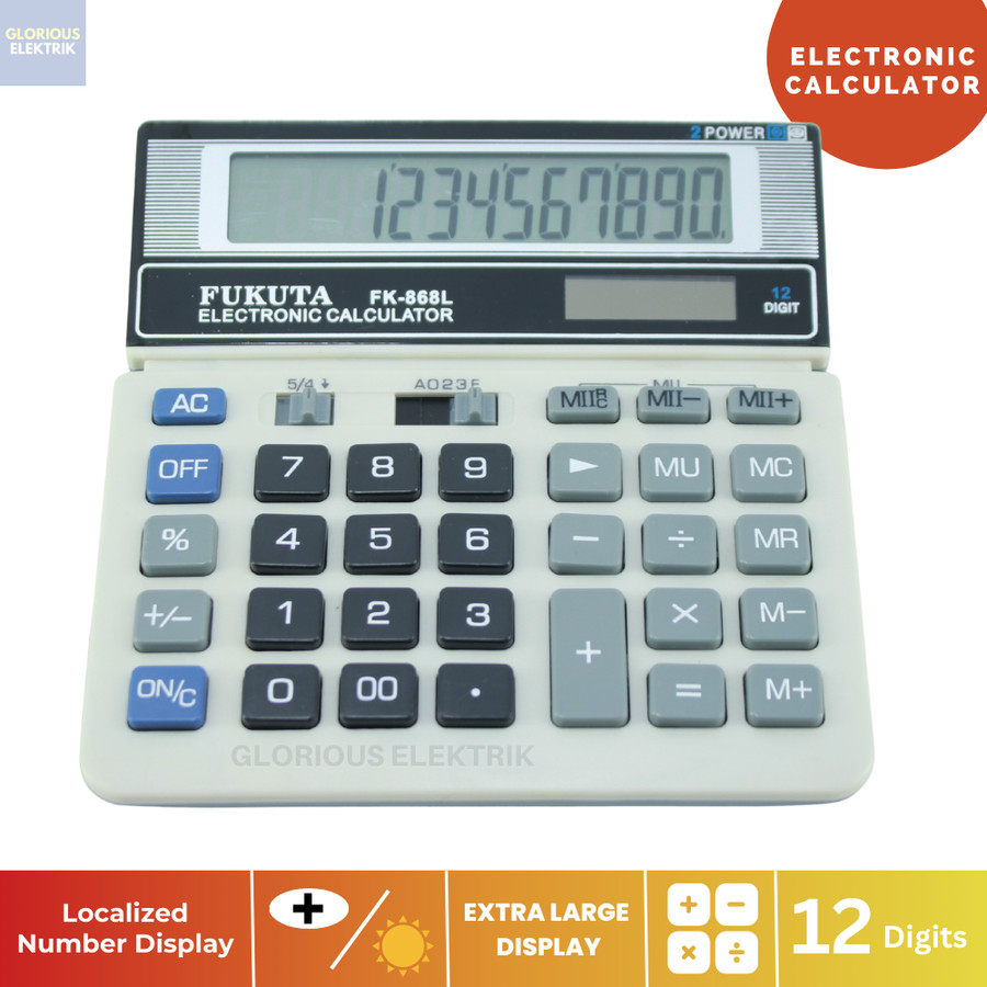 Jual Kalkulator / Calculator 12 Digit Large Display Dual Power FK-868L ...