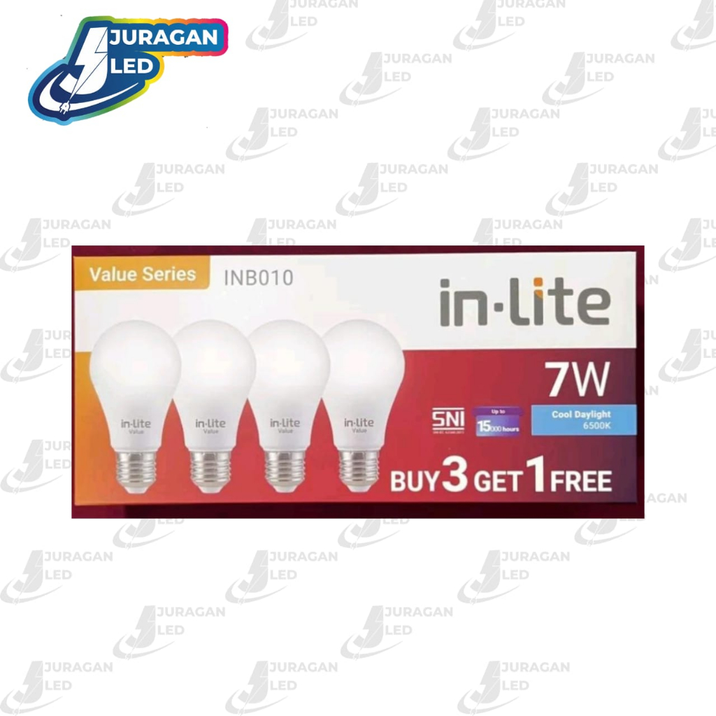 Jual IN-LITE BULB INB010 7W PAKET 3 FREE 1 - 4 pcs | Shopee Indonesia