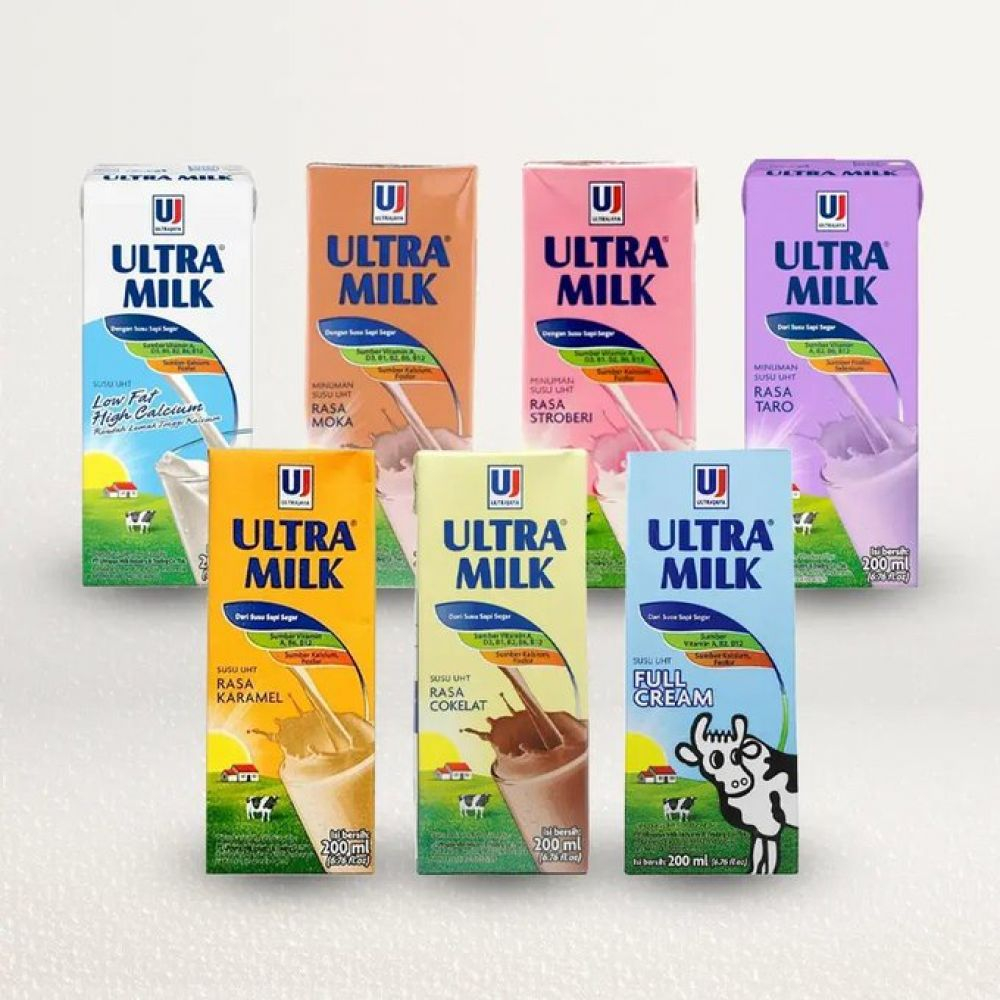 Jual ULTRA MILK 200 ML FULL CREAM/STRAWBERRY/COKLAT/TARO/CARAMEL/MOKA 250ML | Shopee Indonesia