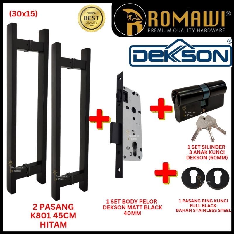 Jual PULL HANDLE GAGANG PINTU KACA ALUMUNIUM KAYU KOTAK STAINLESS FULL BLACK (30x15) K801 45 CM ...