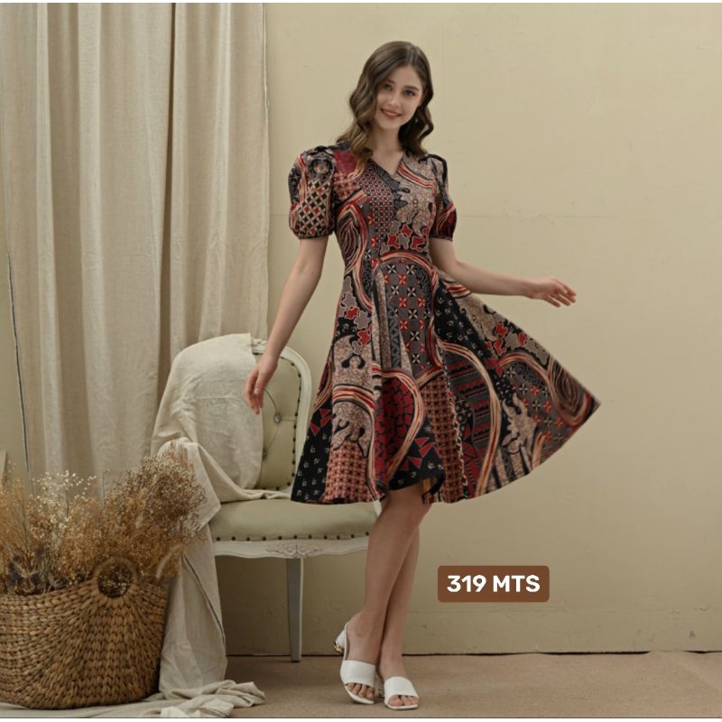 Jual DRESS BATIK 319 MTS-BATIK FAMILY-SERAGAM BATIK | Shopee Indonesia