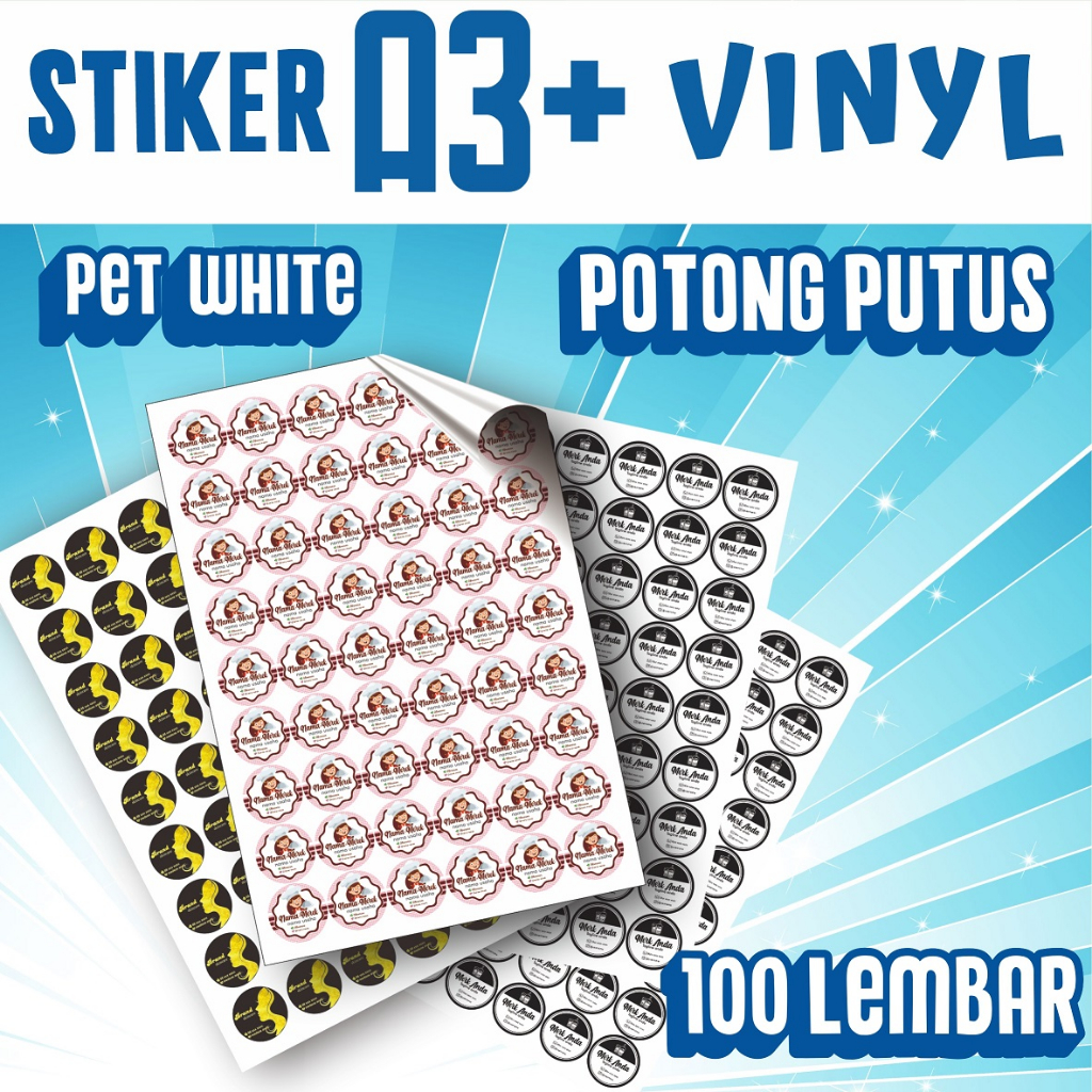 Jual Stiker Vinyl Putih ( PET White) 100 lembar Gratis Potong | Shopee ...