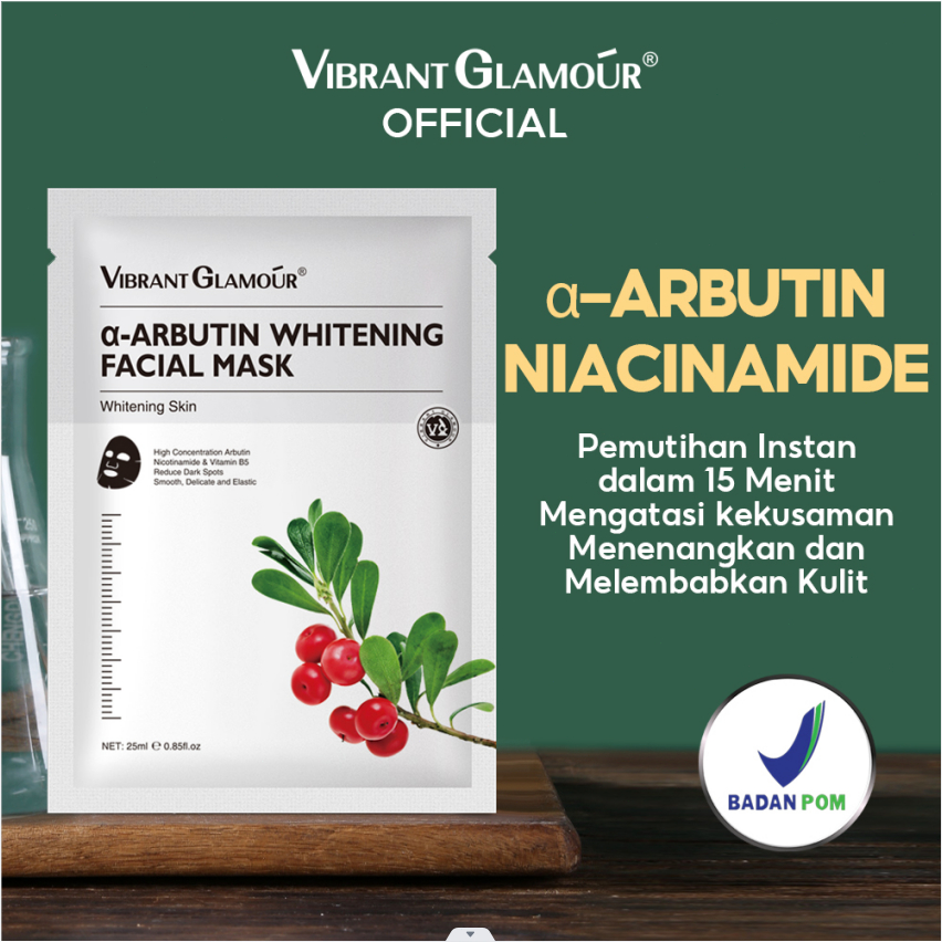 Jual VIBRANT GLAMOUR Arbutin Whitening Facial Mask Instant Brightening ...