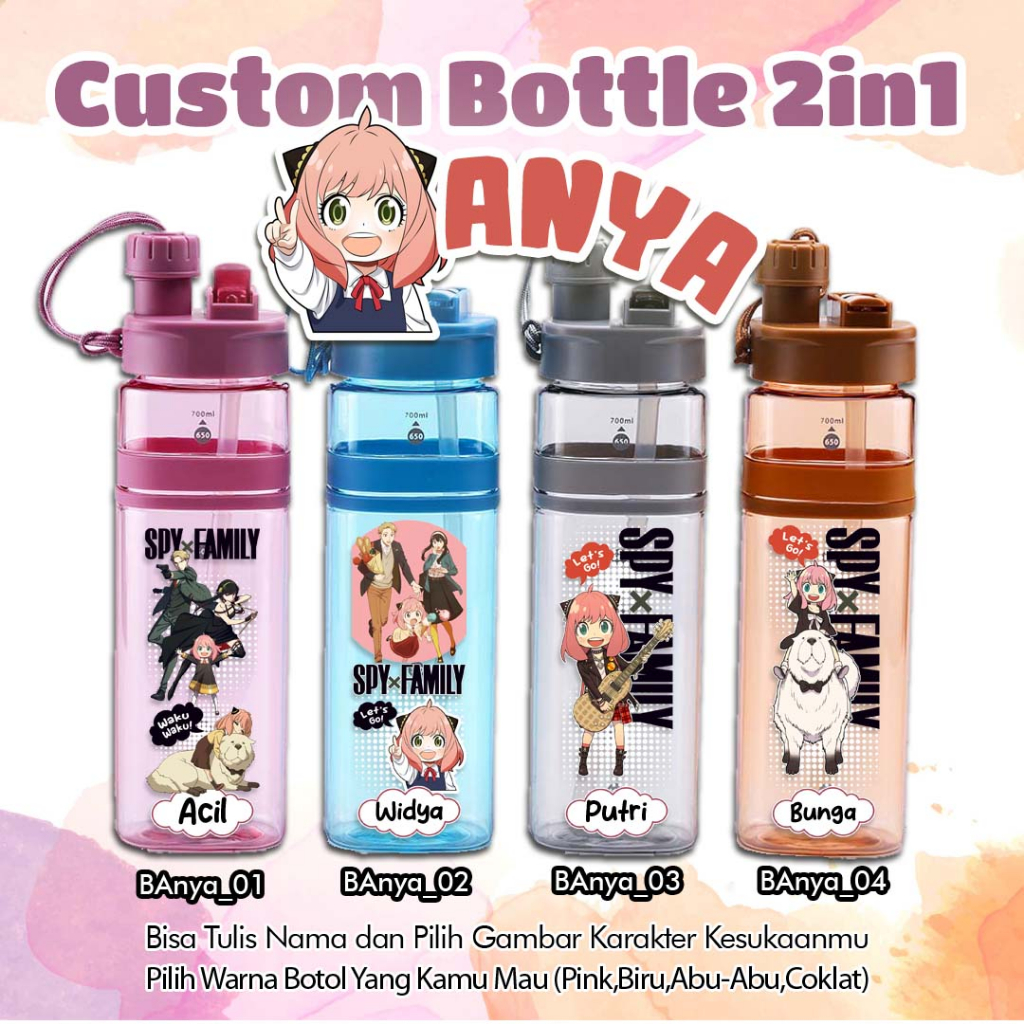 Jual BOTOL MINUM CUSTOM 2 IN 1 DESAIN KARTUN JEPANG ANIME ANYA KELUARGA ...