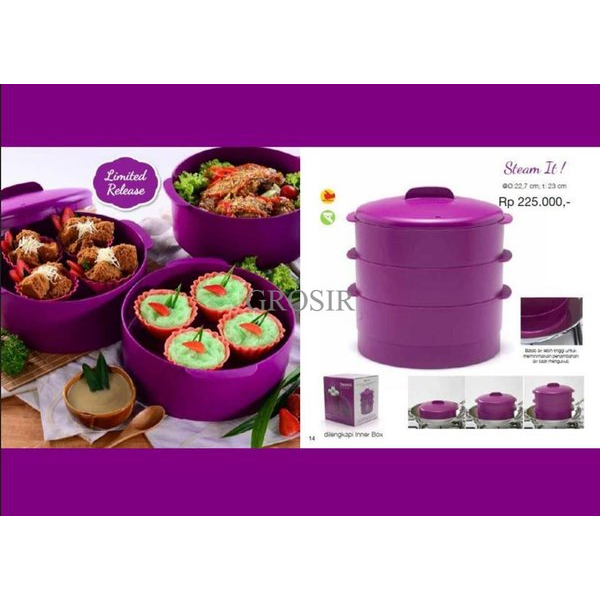 Jual TUPPERWARE Steam It 3 Susun + Box Warna Ungu // Alat Pengukus ...