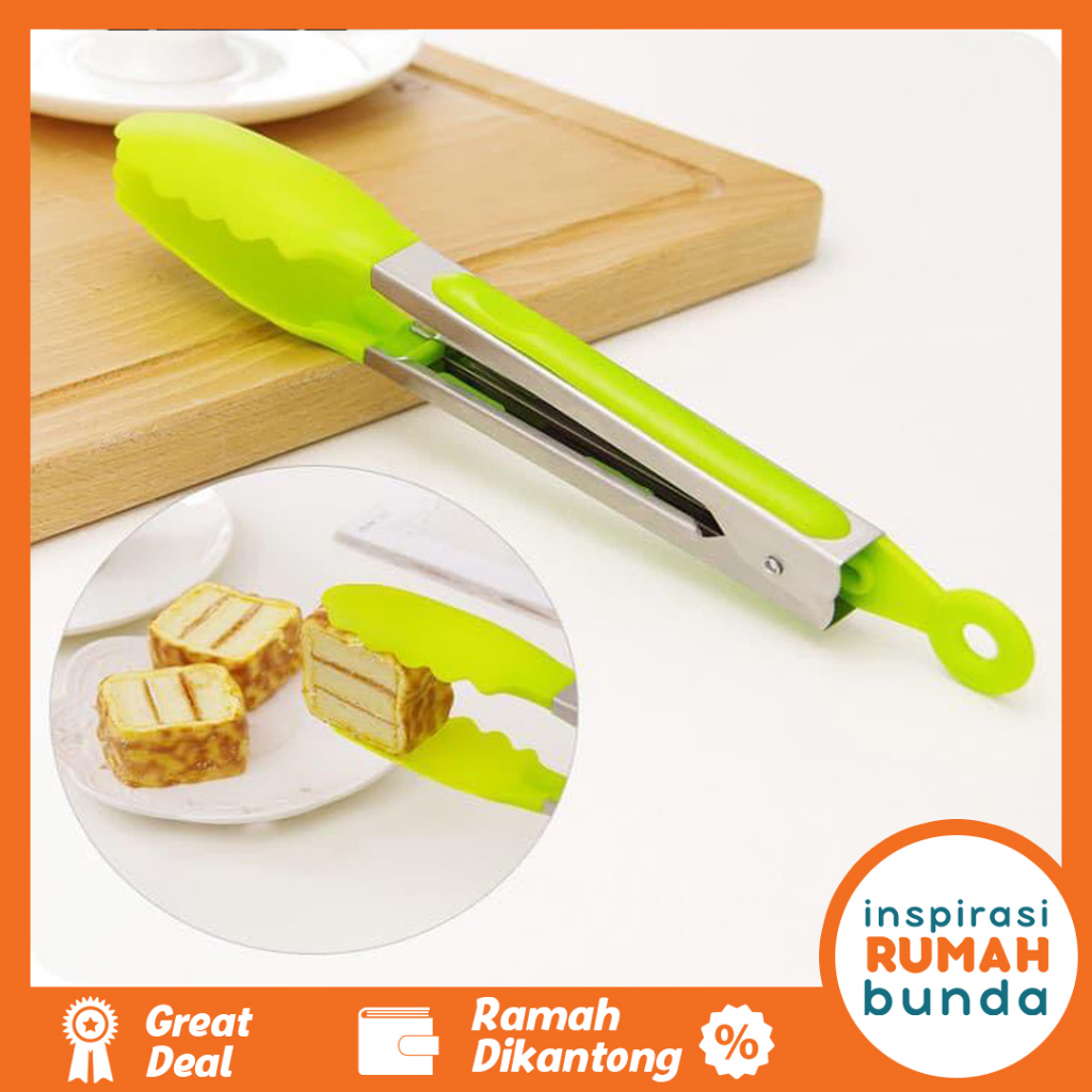 Jual Capitan Kue jepitan Gorengan mie makanan Stainless Gagang Plastik ...