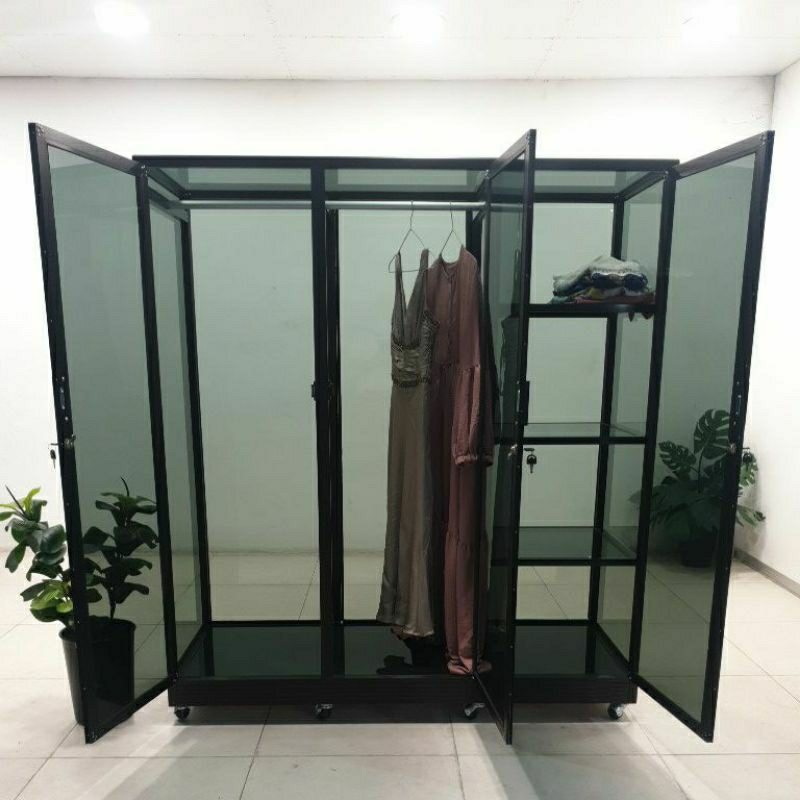 Jual LB519 150X55X168 B LEMARI RAK BAJU GANTUNG ALUMINIUM TEBAL ETALASE ...