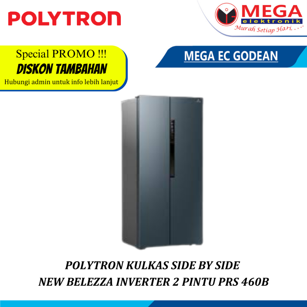 Jual LEMARI ES POLYTRON NEW BELLEZA INVERTER 2 PINTU SIDE BY SIDE ...