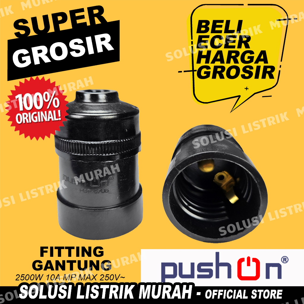 Jual Fitting Lampu Gantung Hitam SNI Lumment & Push On Fitting Gantung ...