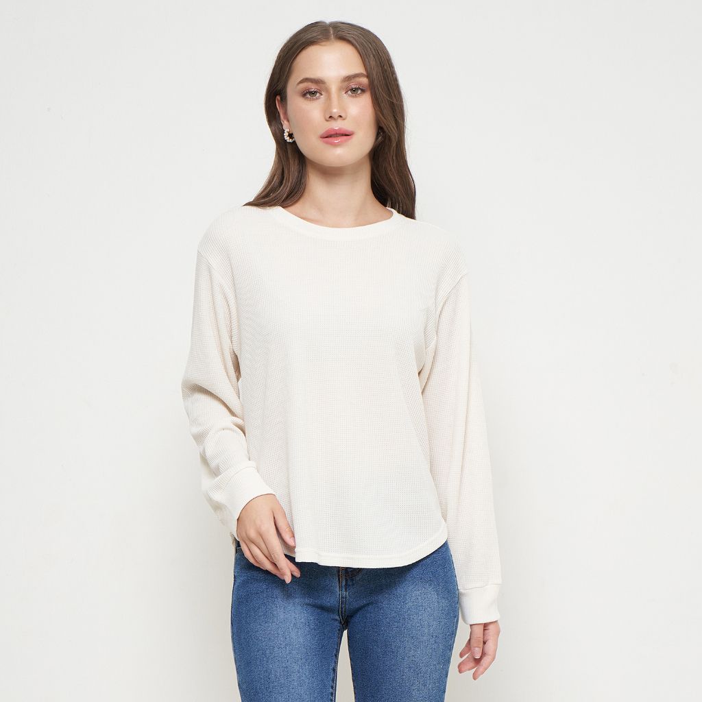 Jual Sweater Knit Waffle Outer Sweater Rajut Wanita Lengan Panjang ...