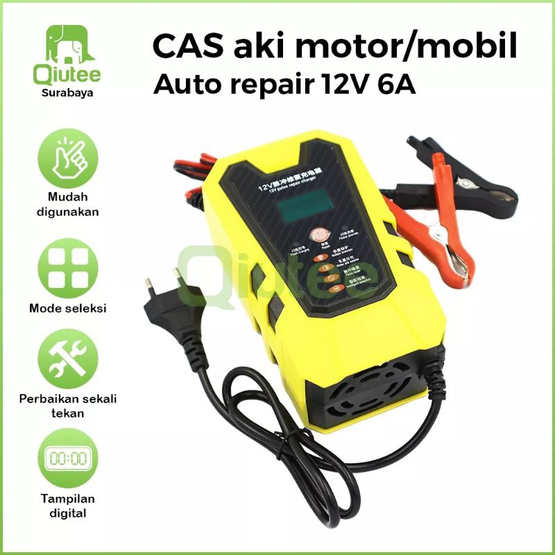 Jual Intelligent Battery Charger Aki Mobil Motor 12V 6A charger accu ...