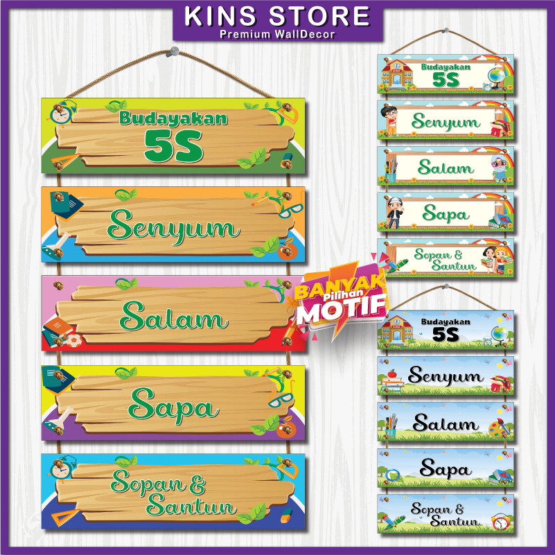 Jual Kins Dekorasi Kelas Siap Pasang Tema Budayakan 5S Model Susun Gantung Tali | Shopee Indonesia