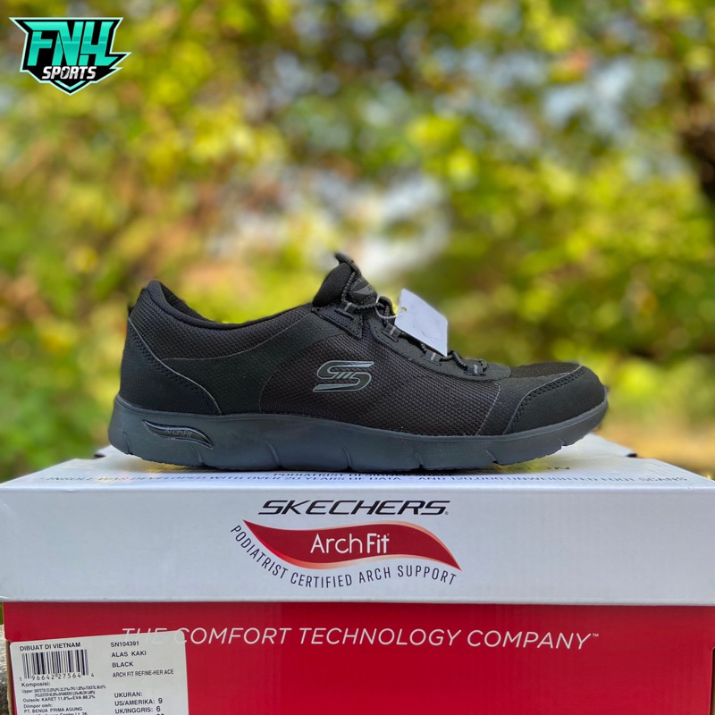 Jual Skechers Arch Fit Refine Her Ace Women Original Full Black ...