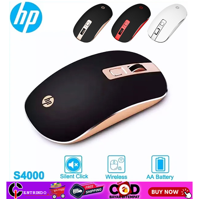 Jual Mouse Wireless HP S4000 Silent Click 24G 1600DPI | Shopee Indonesia