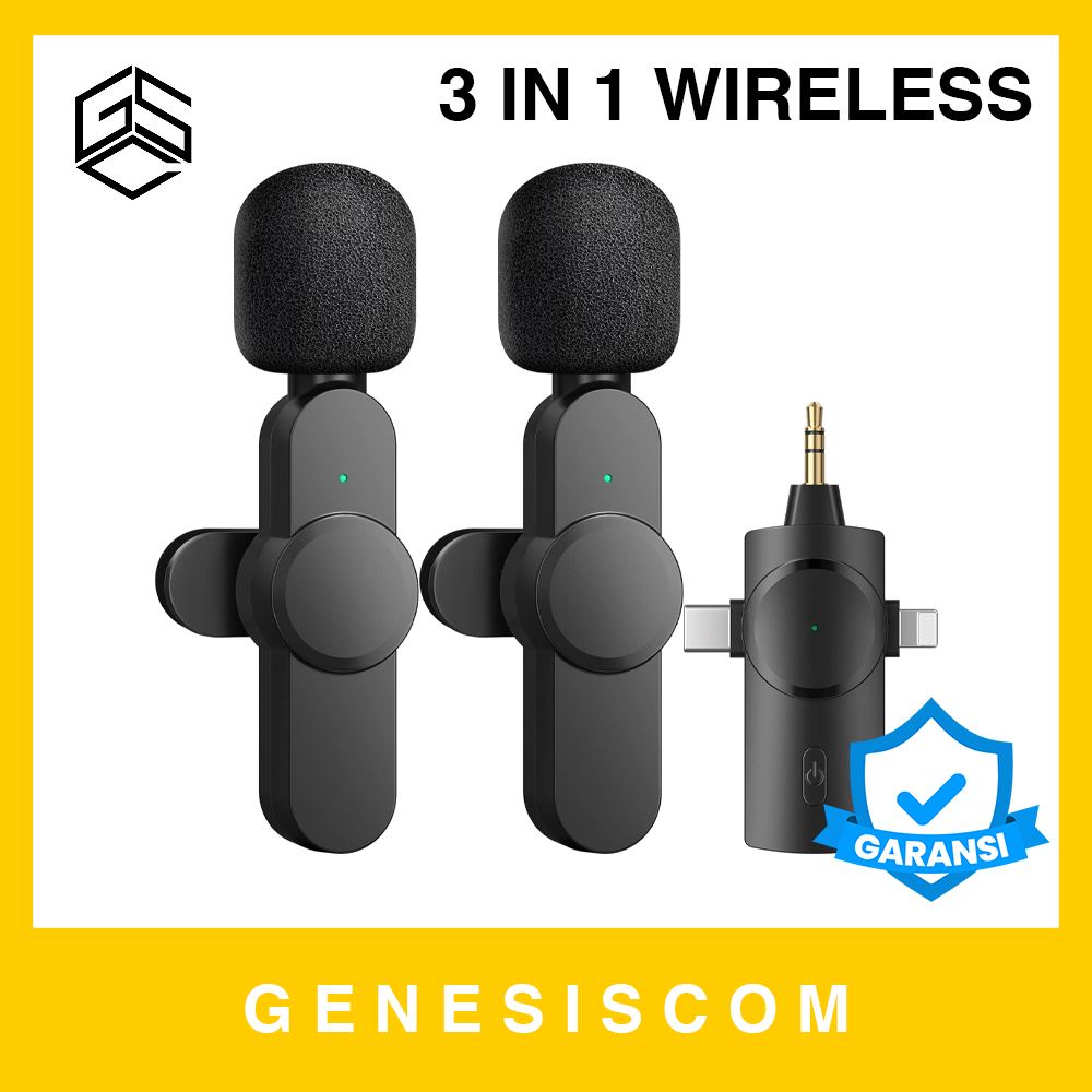 Jual Mic Wireless Clip On 3 in 1 AP031 DUAL Microphone - 3in1 Lightning ...