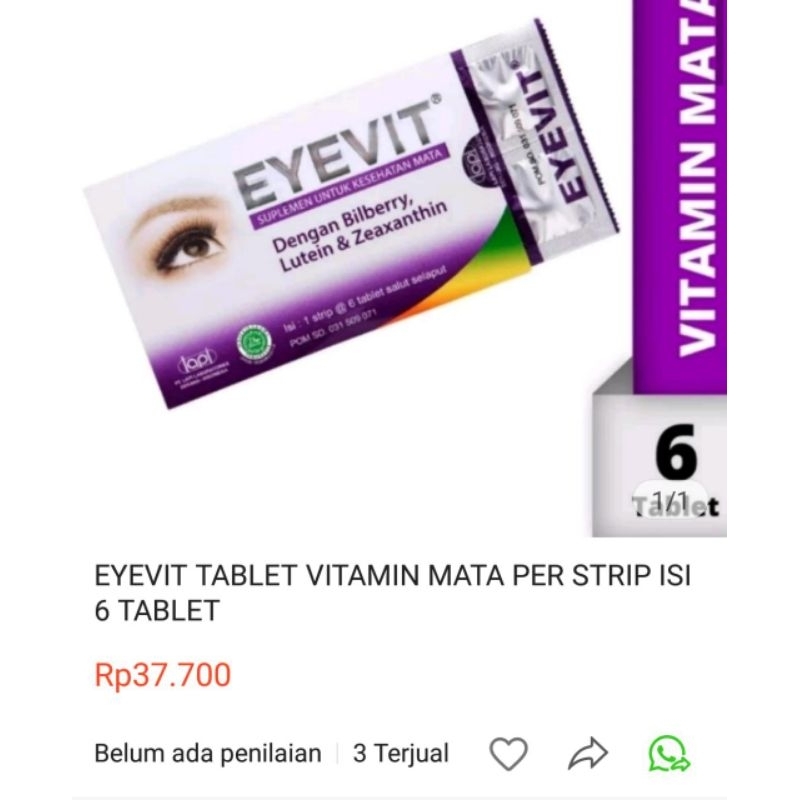 Jual EYEVIT ISI 6 TABLET | BIOVISION | BERRY VISION SUPLEMEN MATA ...