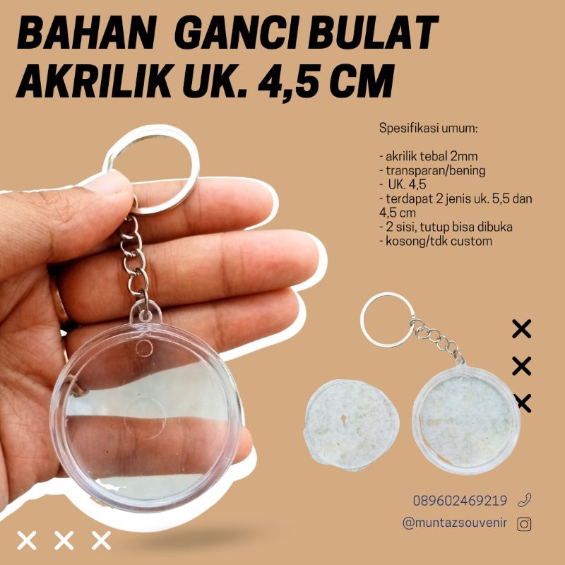 Jual Bahan gantungan kunci sisi Insert Paper bulat/ Ganci Akrilik 2 ...