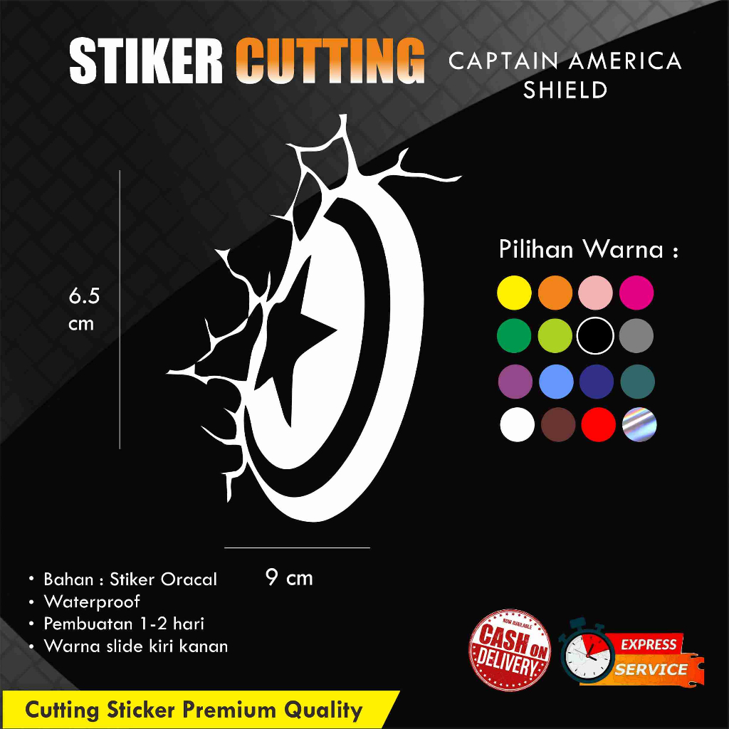 Jual Stiker CAPTAIN AMERICA SHIELD / Stiker mobil motor / Stiker ...