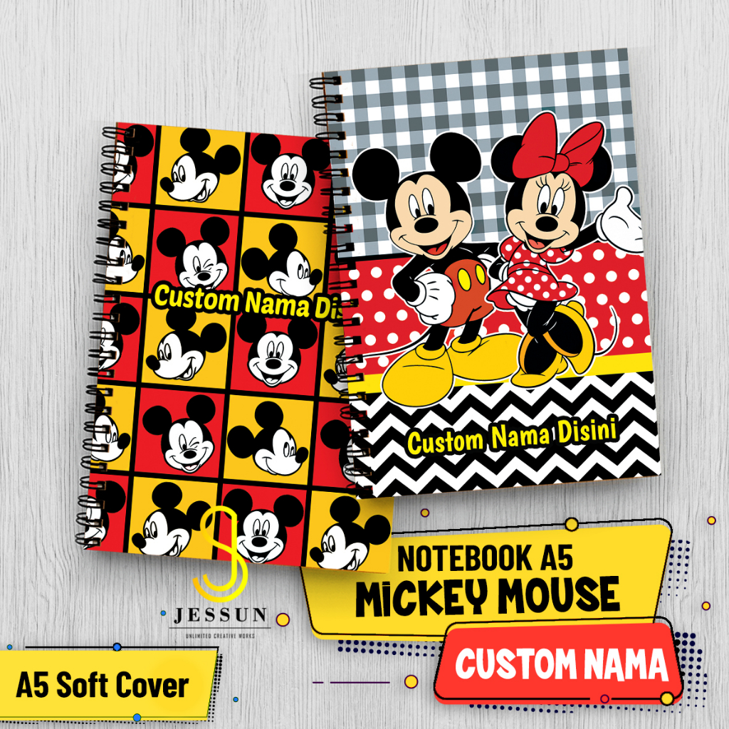 Jual NOTEBOOK A5 𝗠𝗜𝗖𝗞𝗘𝗬 𝗠𝗢𝗨𝗦𝗘 CUSTOM NAMA | Shopee Indonesia