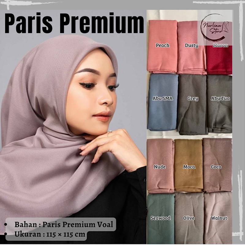Jual Hijab Paris Premium | Hijab Voal Paris Premium | Jilbab Anti Meleyot | Jilbab Segiempat ...