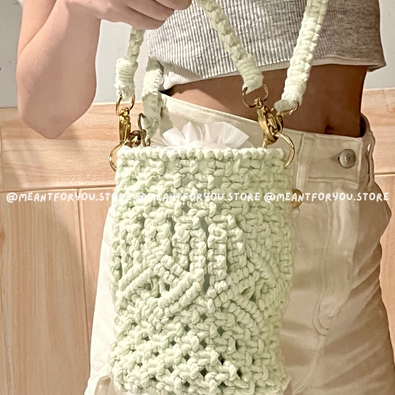 Jual [ MEANTFORYOU ] Ophelia bucket bag | tas makrame dengan kain ...