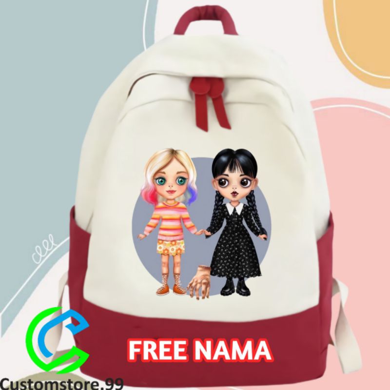 Jual TAS RANSEL ANAK WEDNESDAY ADDAMS FREE NAMA | Shopee Indonesia
