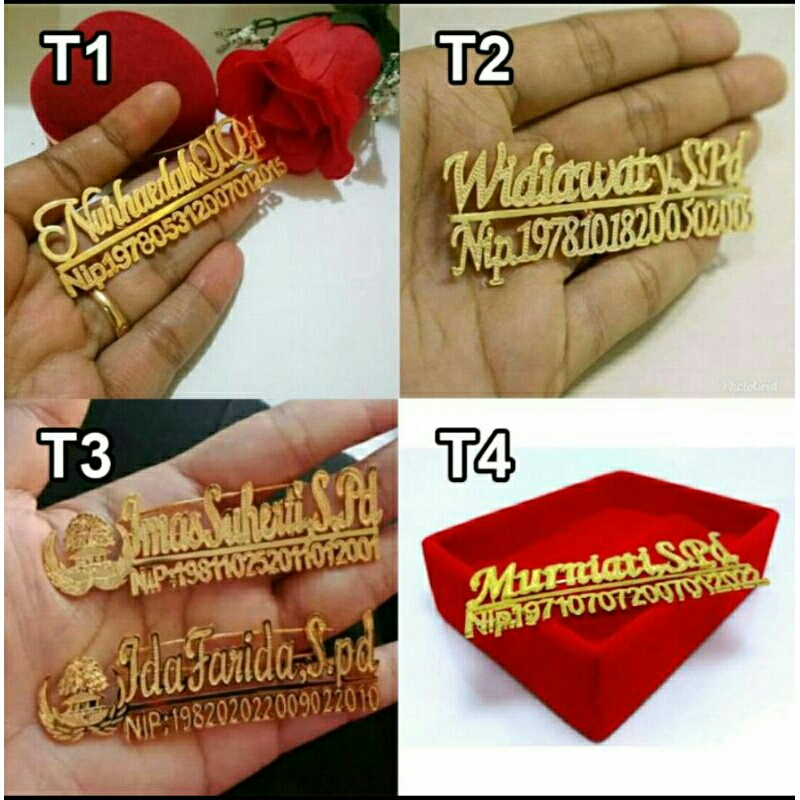 Jual Bros nama NIP / Pin PNS / pin nama custom lapis emas / peniti ...