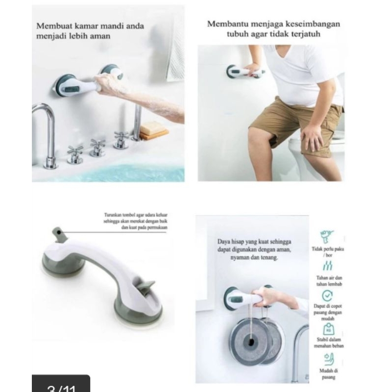 Jual HANDEL PEGANGAN TANGAN GAGANG TEMPEL KAMAR MANDI SUCTION BATHTUB ...