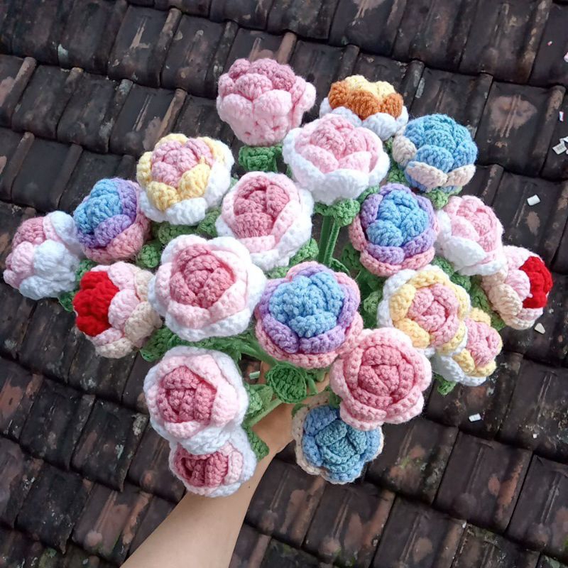 Jual COD!!custom bunga rajut aneka warna/crochet flower/bunga hiasan ...