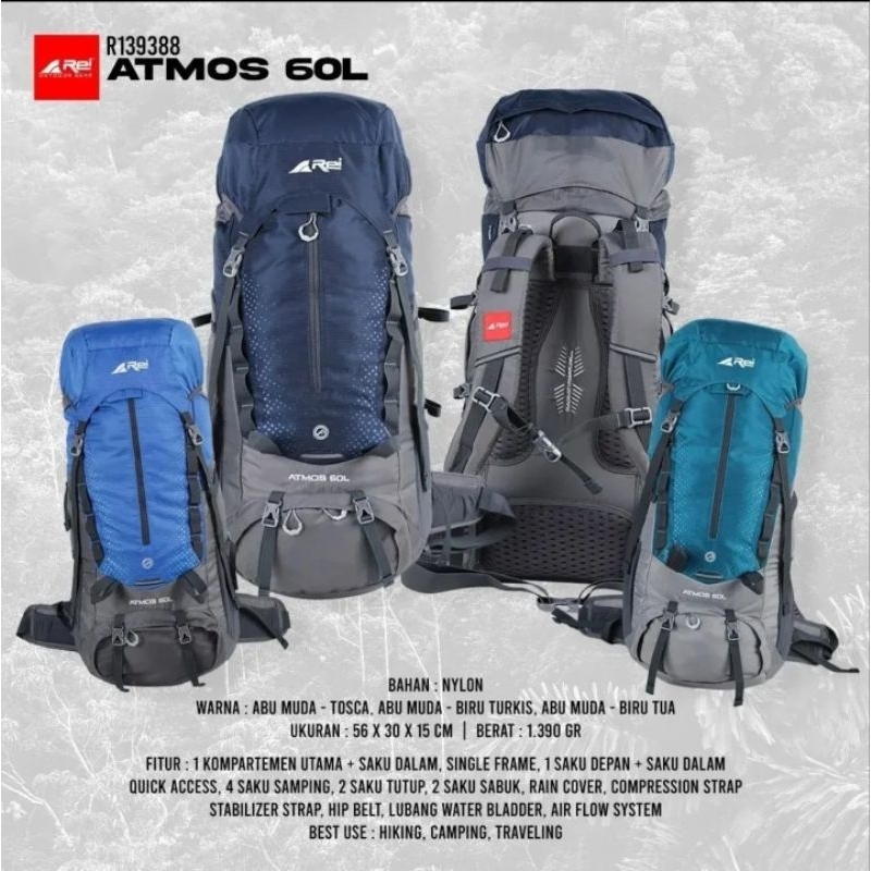 Jual TAS RANSEL CARRIER AREI ATMOS 60 LITER ORIGINAL TAS PENDAKI GUNUNG CAMPING HIKING OUTDOOR ...