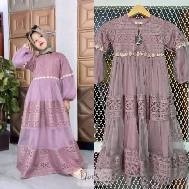 Jual NIN'S - VIONA GAMIS ANAK PEREMPUAN BAHAN BRUKAT MIX TILE PREMIUM ...