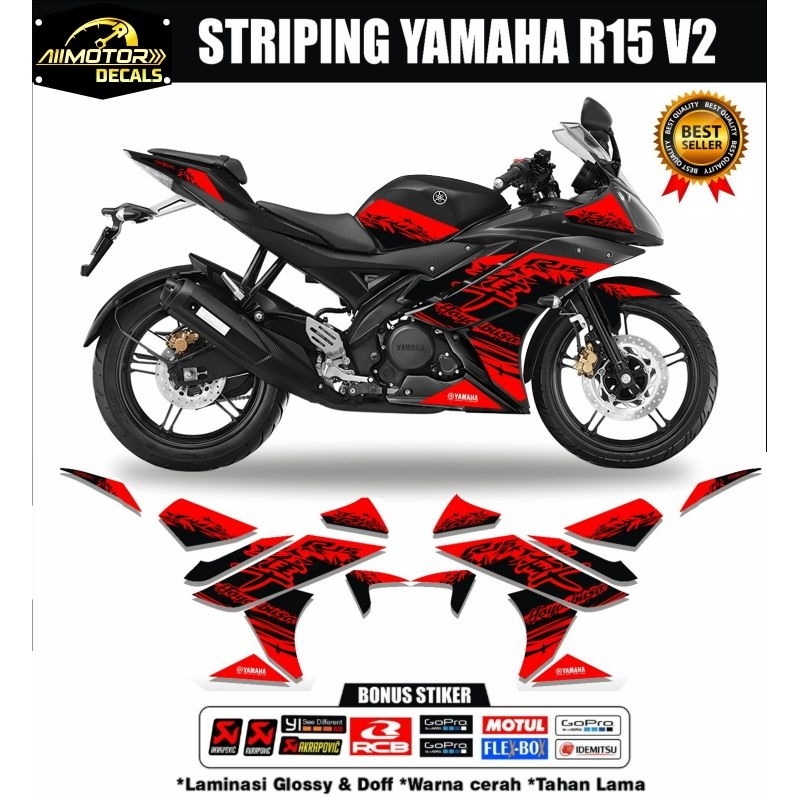 Jual Striping Yamaha R15 V2 Variasi Hayabusa / Stiker List Variasi Body ...