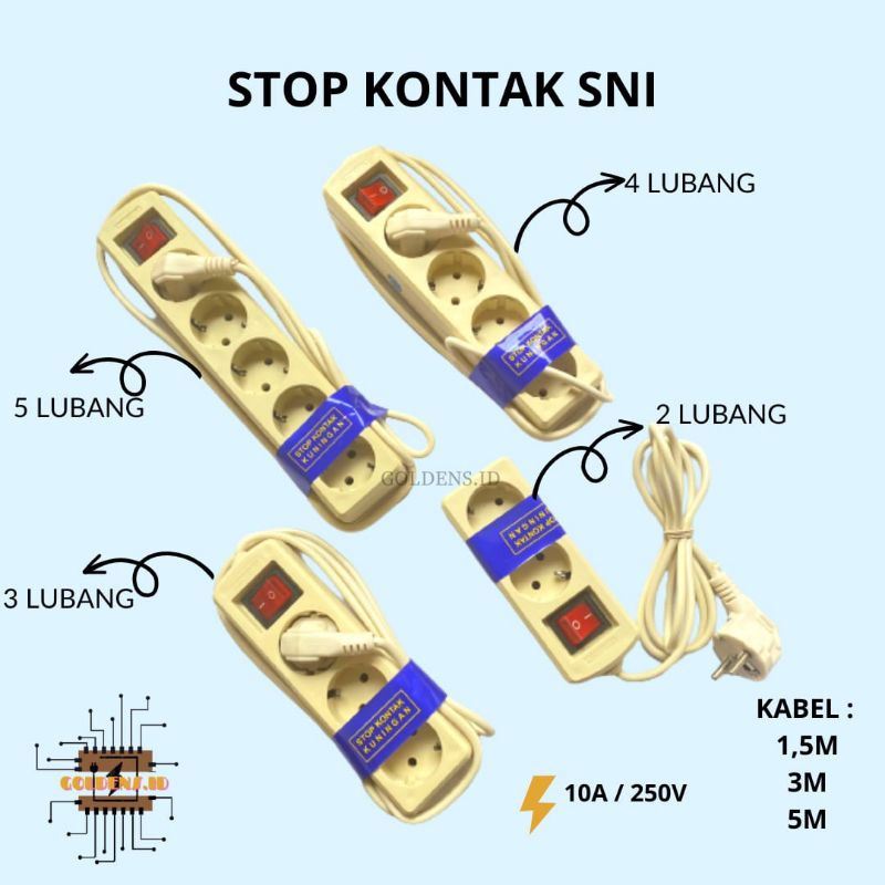 Jual STOP KONTAK 2 3 4 5 LUBANG/ PANJANG KABEL 1,5M 3M 5M/ STOP KONTAK+KABEL | Shopee Indonesia