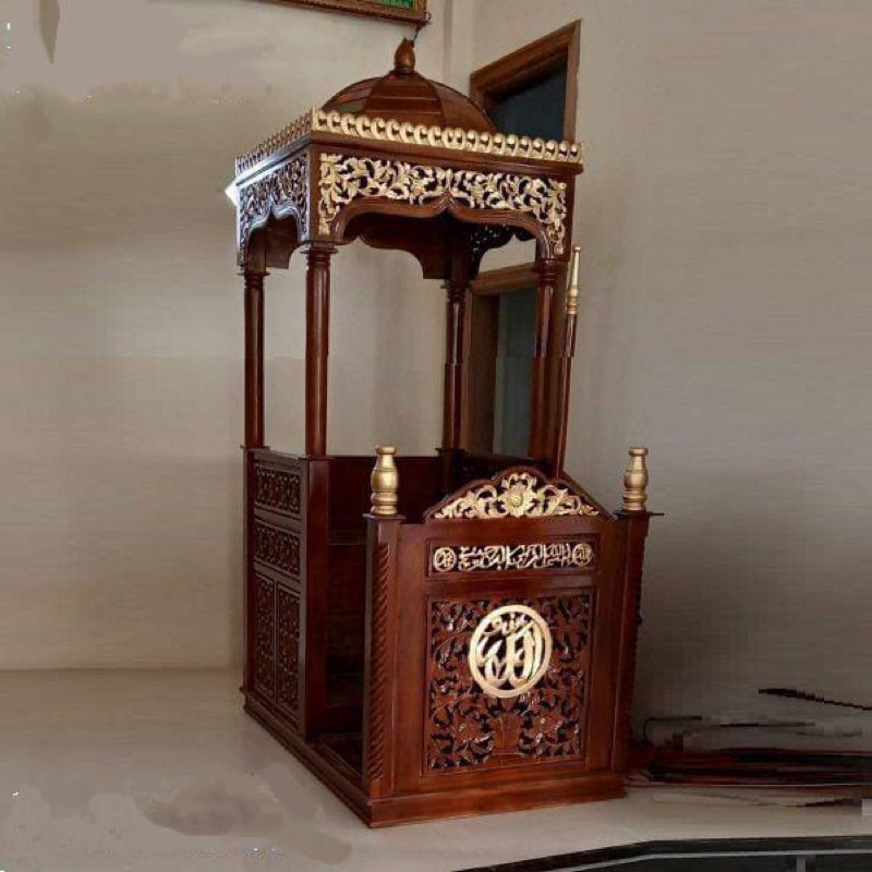 Jual Mimbar masjid kubah kayu jati mimbar masjid ukiran modern | Shopee ...