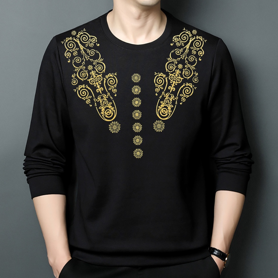 Jual Baju Pria Lengan Panjang Sweater motif Koko BATIKKOKO Kaos Pria ...