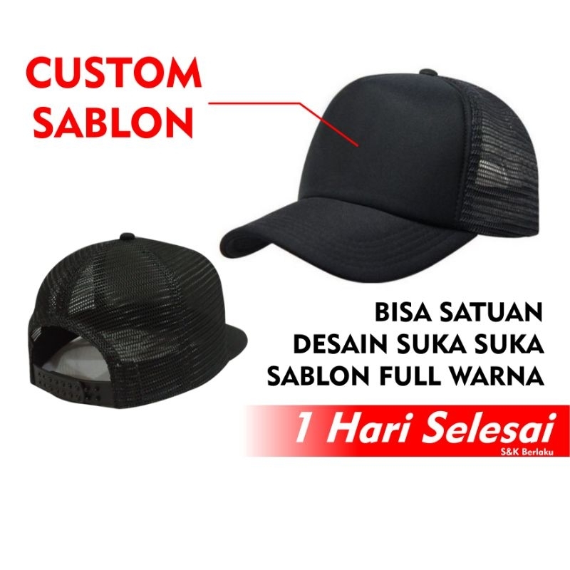 Jual Custom Sablon Topi Jala Trucker Satuan | Shopee Indonesia