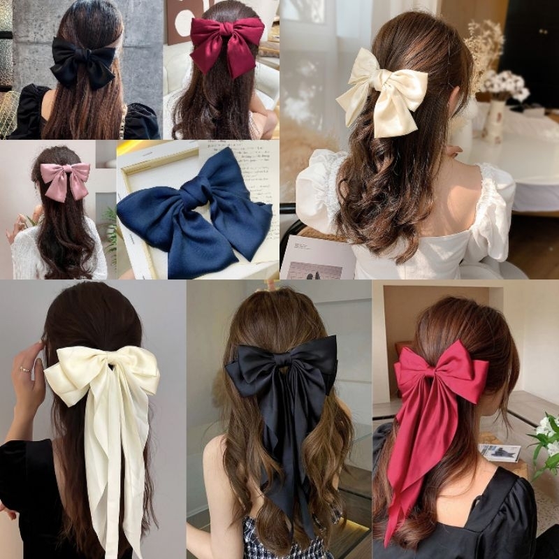 Jual Korean Big Ribbon Hair Clip | Jepit rambut korea, model pita besar ...