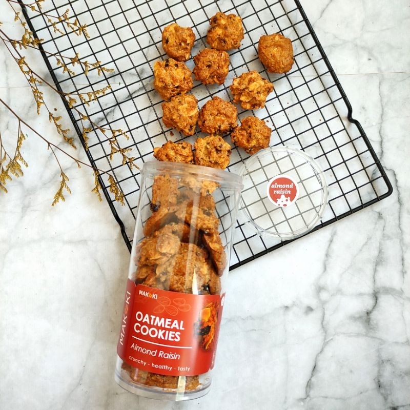 Jual Cookies oatmeal Cookies / Almond Raisin Premium Cookies toples jar ...