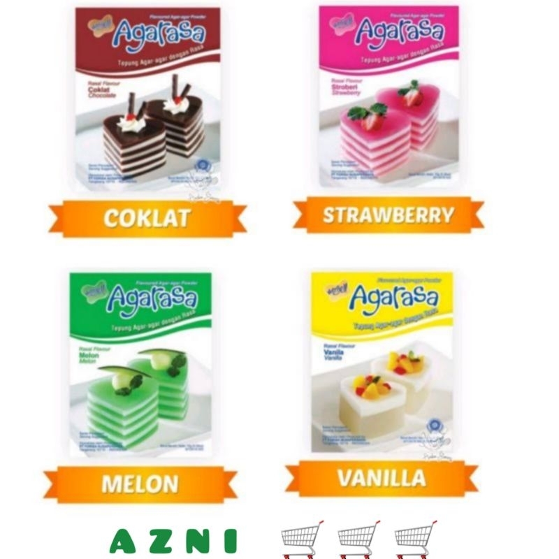 Jual Agarasa Agar Rasa Powder 22g - Coklat/ Strawberry/ Melon/ Vanila ...