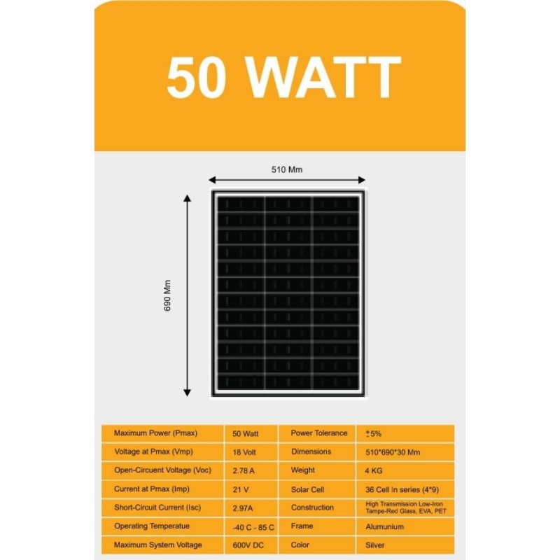 Jual Solar Panel 50WP Polycrystalline HIMAWARI | Shopee Indonesia