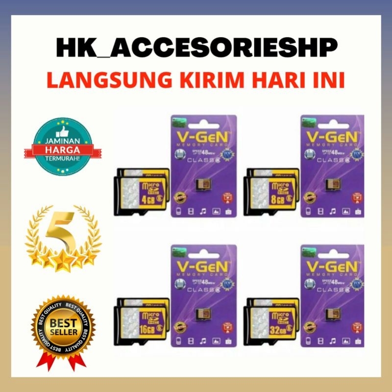 Jual MEMORY CARD VGEN 4GB 8GB 16GB 32GB CLASS 6 ORIGINAL | Shopee Indonesia