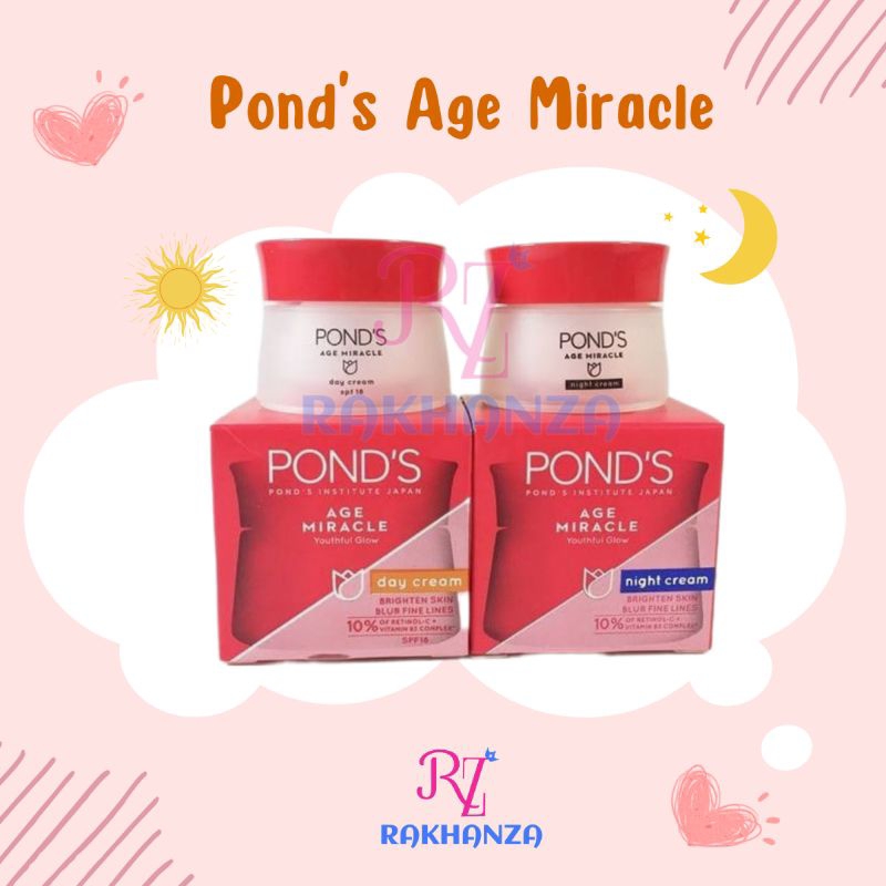 Jual Ponds Age Miracle Moisturizer Day Cream & Night Cream 10g | Shopee ...