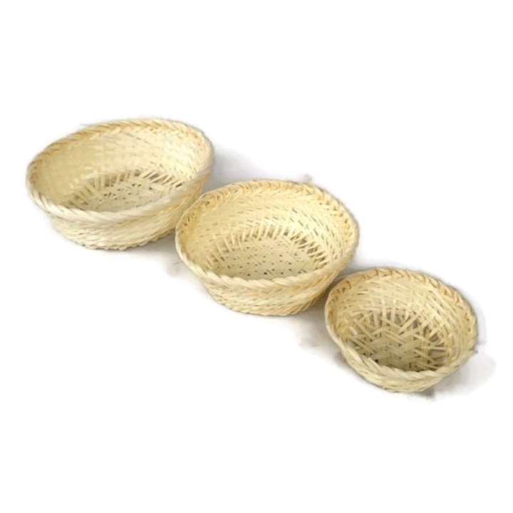 Jual Mangkuk keranjang anyaman bambu bulat / tempat snack | Shopee ...