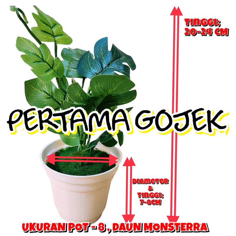 Jual Paket Pot Kecil - Daun Monstera Plastik/ Bunga Plastik/ Hiasan ...